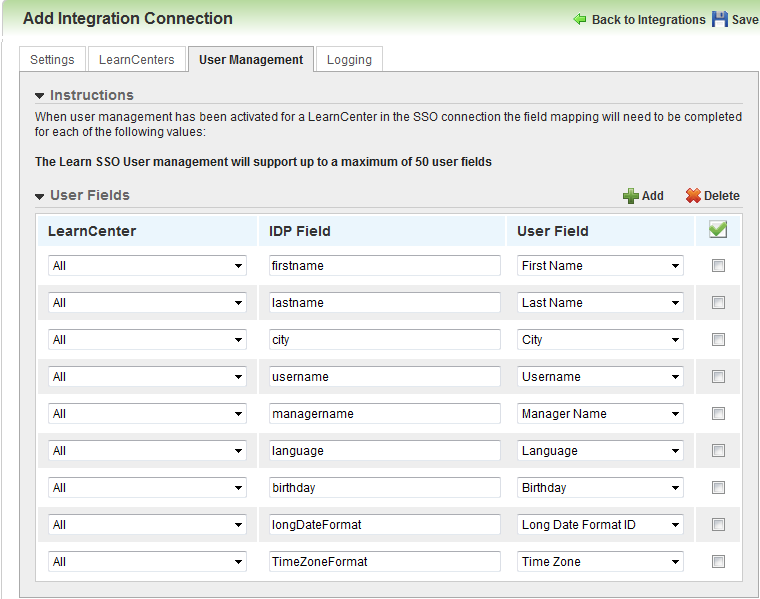 Adding a New SSO Connection