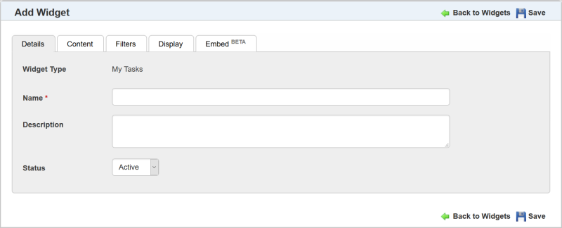 Adding a Custom My Tasks Widget