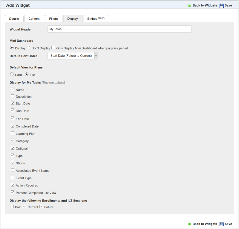 Adding a Custom My Tasks Widget
